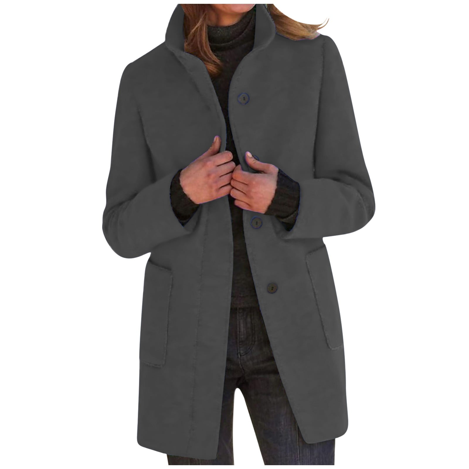 Click here for Cehvom Womens Solid Color Woollen Coat Recreationa... prices
