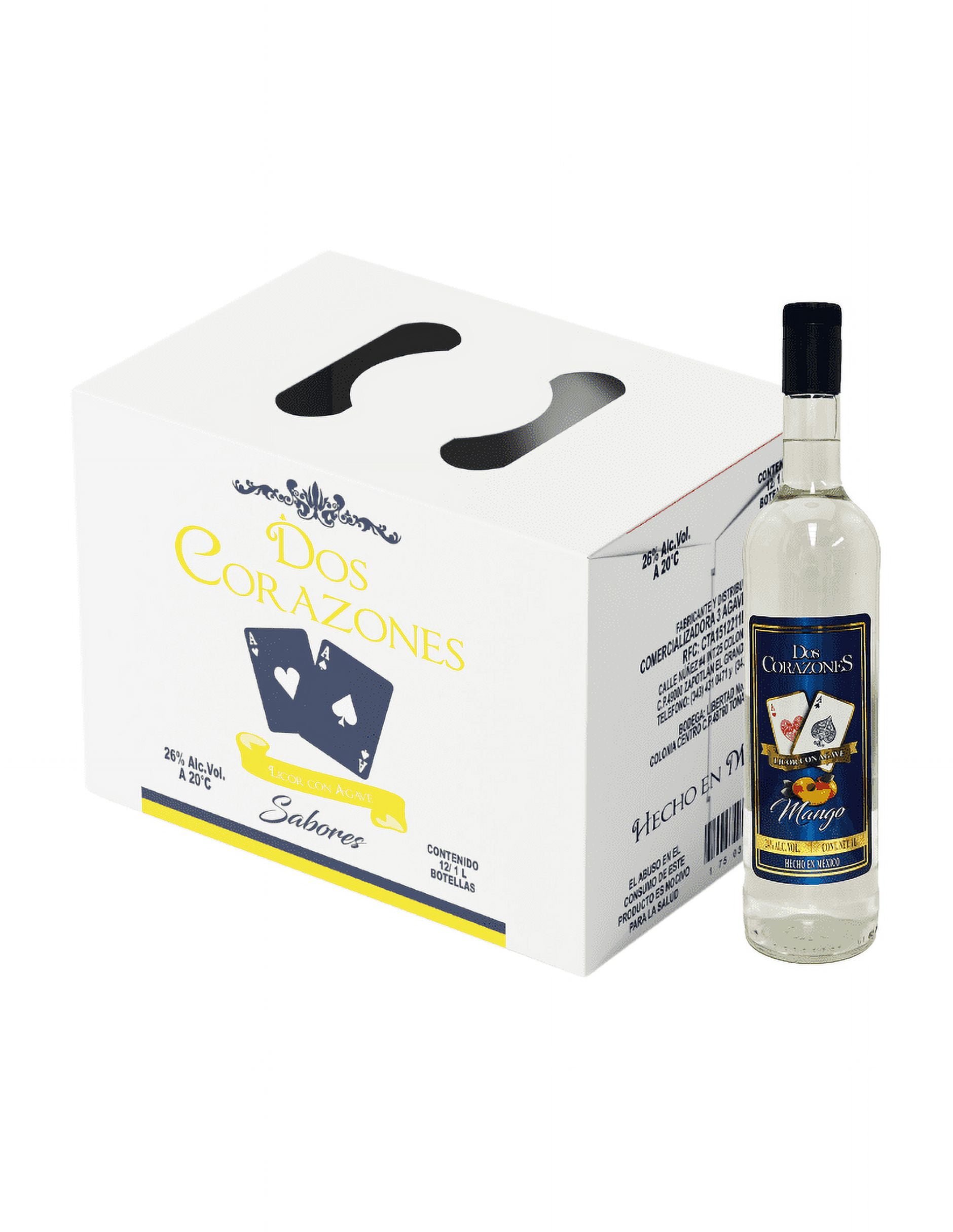Caja Licor Con Agave Dos Corazones Mango 1000 Ml Licor con Agave ...