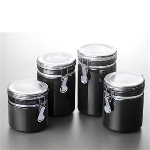 4pc Black Ceramic Canister Set - Walmart.com - Walmart.com