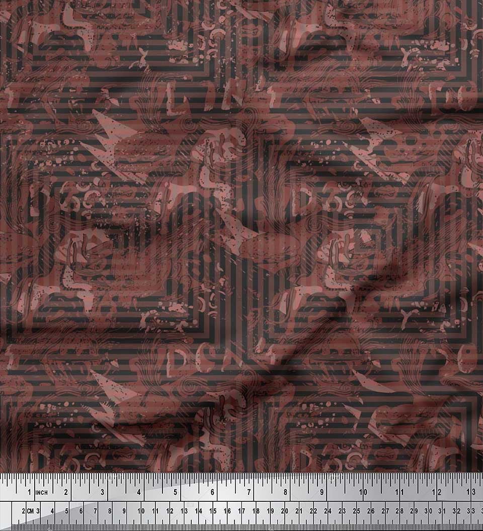 Soimoi Viscose Chiffon Fabric Texture & Greek Key Geometric Print ...