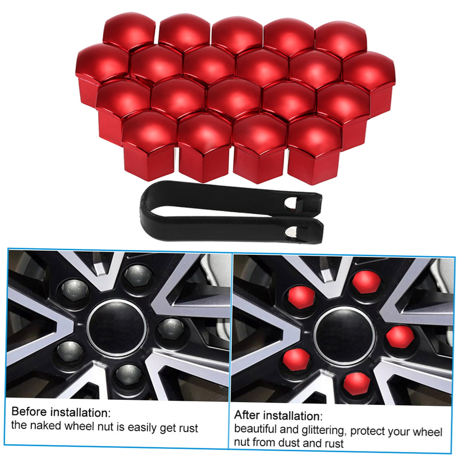 Cap Nut, 20pcs Universal 21mm Wheel Nut Covers Lug Nut Caps Screw ...