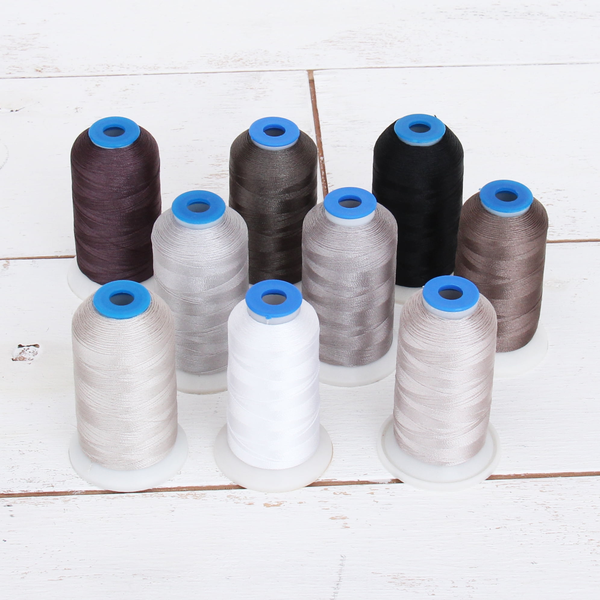 9 Cone Grey Color Builder Polyester Thread Set by Threadart - 1000m ...