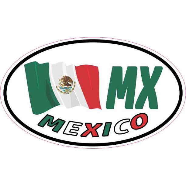 5in x 3in Oval MX Mexico Flag Sticker Vinyl Vehicle Decal Travel Stickers - Walmart.com
