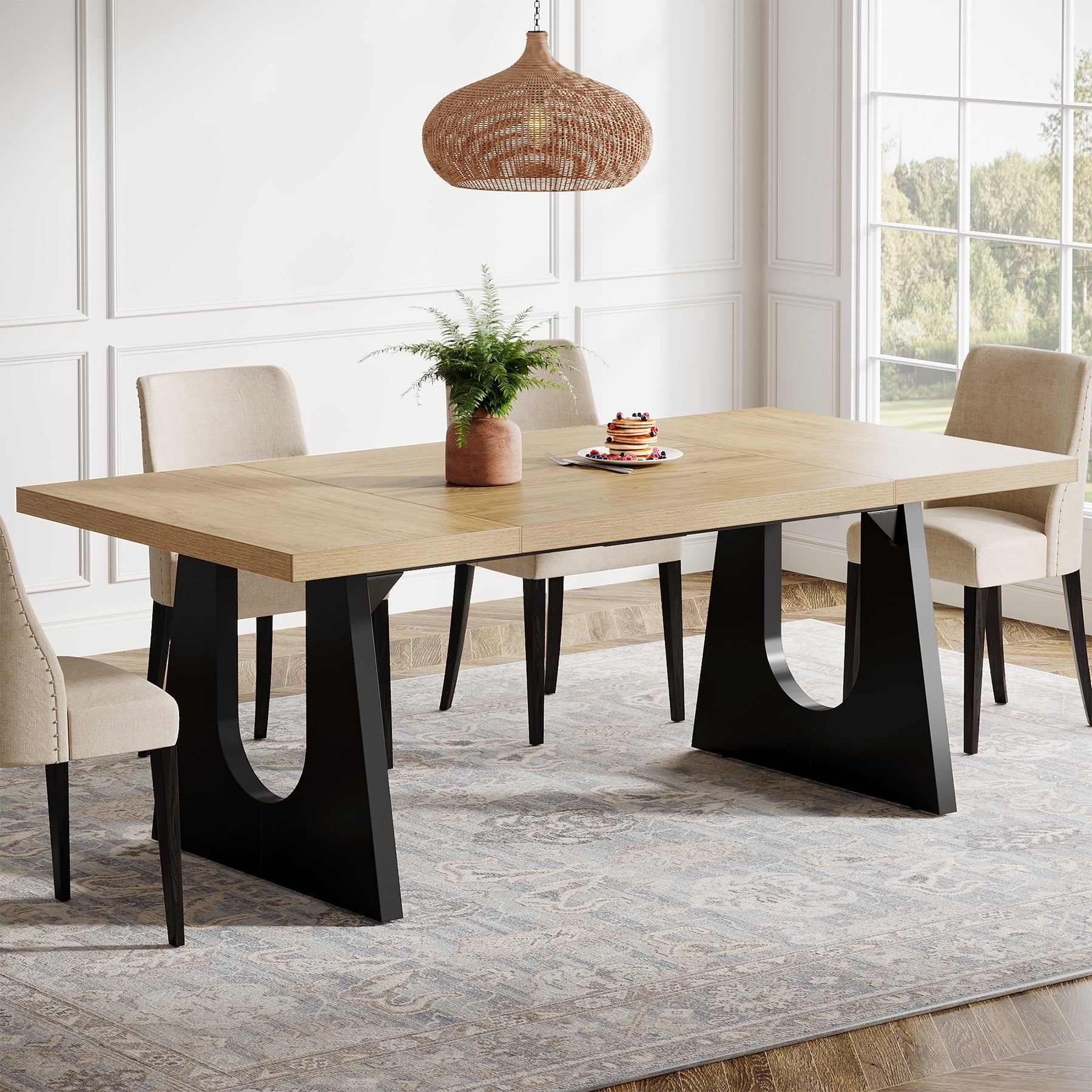 Click here for Fnova 70.9 Rectangular Dining Table For 6-8 People... prices