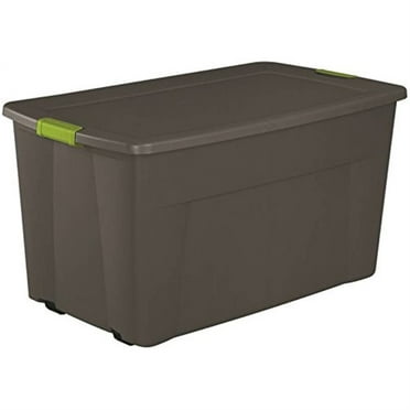 Sterilite Large 45 Gallon Latching Storage Tote Boxes, Gray/Green, (4 ...