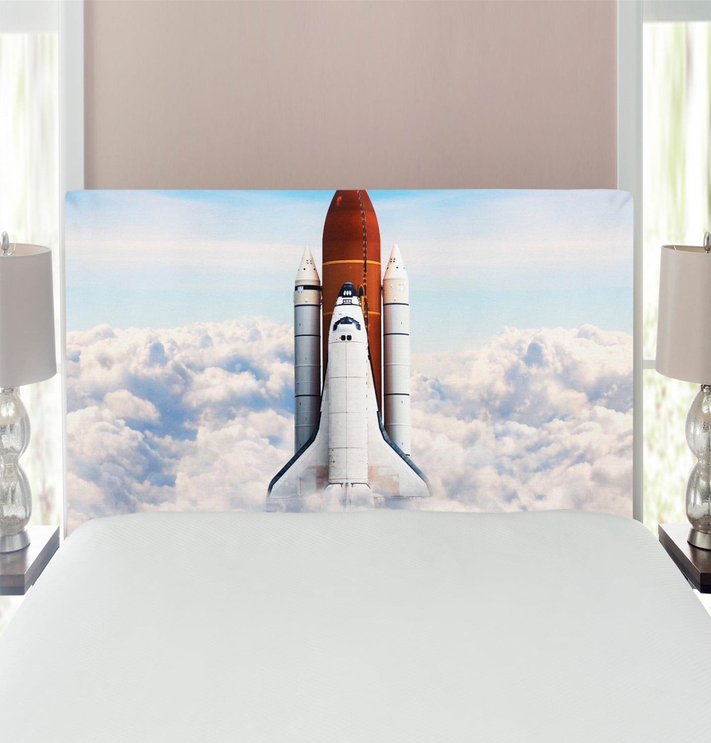 Outer Space Headboard, Rocket Taking Off on Mission Spaceman Planet ...