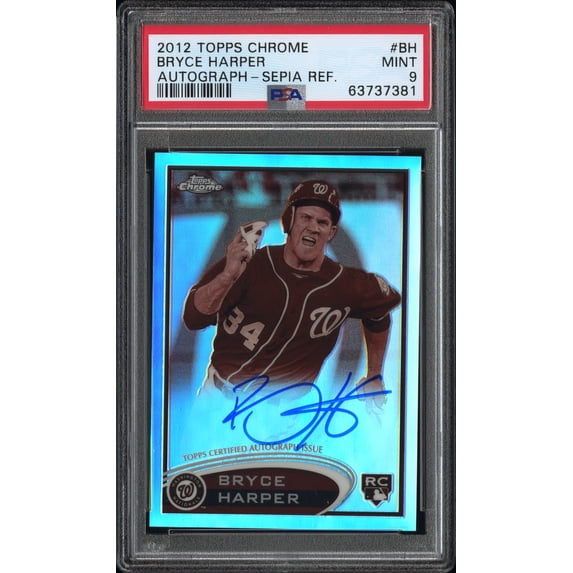 2012 Topps Chrome Bryce Harper #BH Autograph Sepia Refractor PSA 9 ...