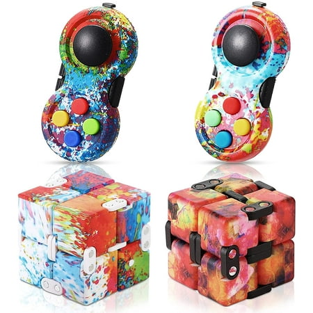 4 Pieces Rainbow Fidget Toys Includes Fidgets Rainbow Controller Pads ...