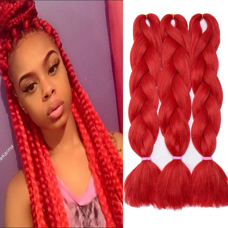 Jumbo Braid Hair Synthetic Fiber Long Straight Ponytail Gradient Fake ...