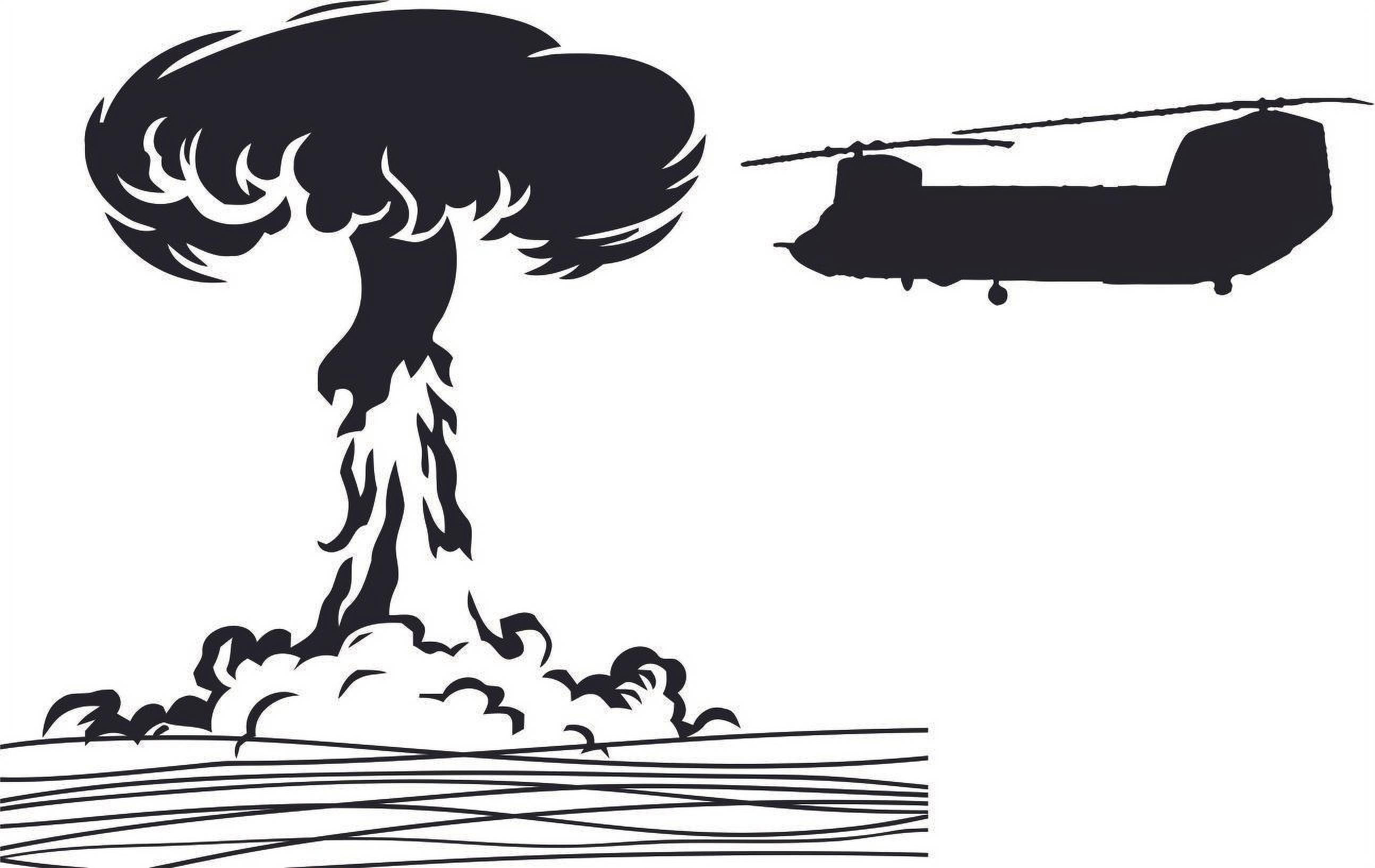 Stick And Peel Helicopter In War Explosion Vinyl Wall Art Decal - 15" x ...