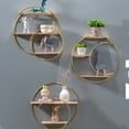 LASIEYO Round Wall Shelf, Wall-Mounted Circular Shelf, Wood & Metal ...