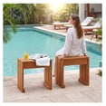 Outdoor Patio Bench - Solid Wood Garden Seat - Backless Single Person ...