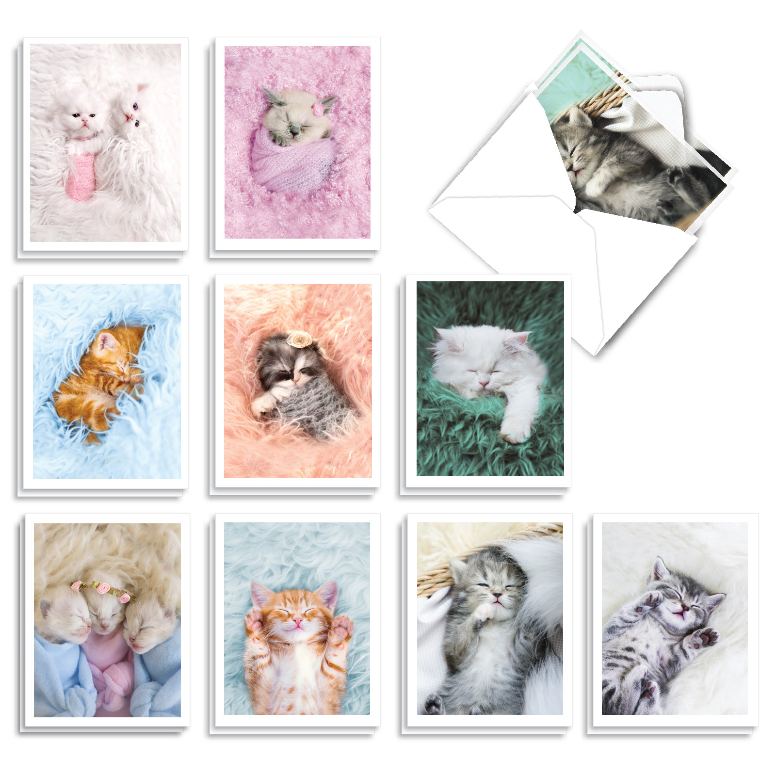Cats Cards and Envelopes Assorted Set of 20 Paper Stationery Paper ...
