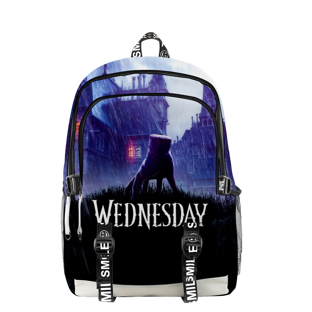 Wednesday The Addams Family Merch Cloth Backpack Multi Zipper Student ...