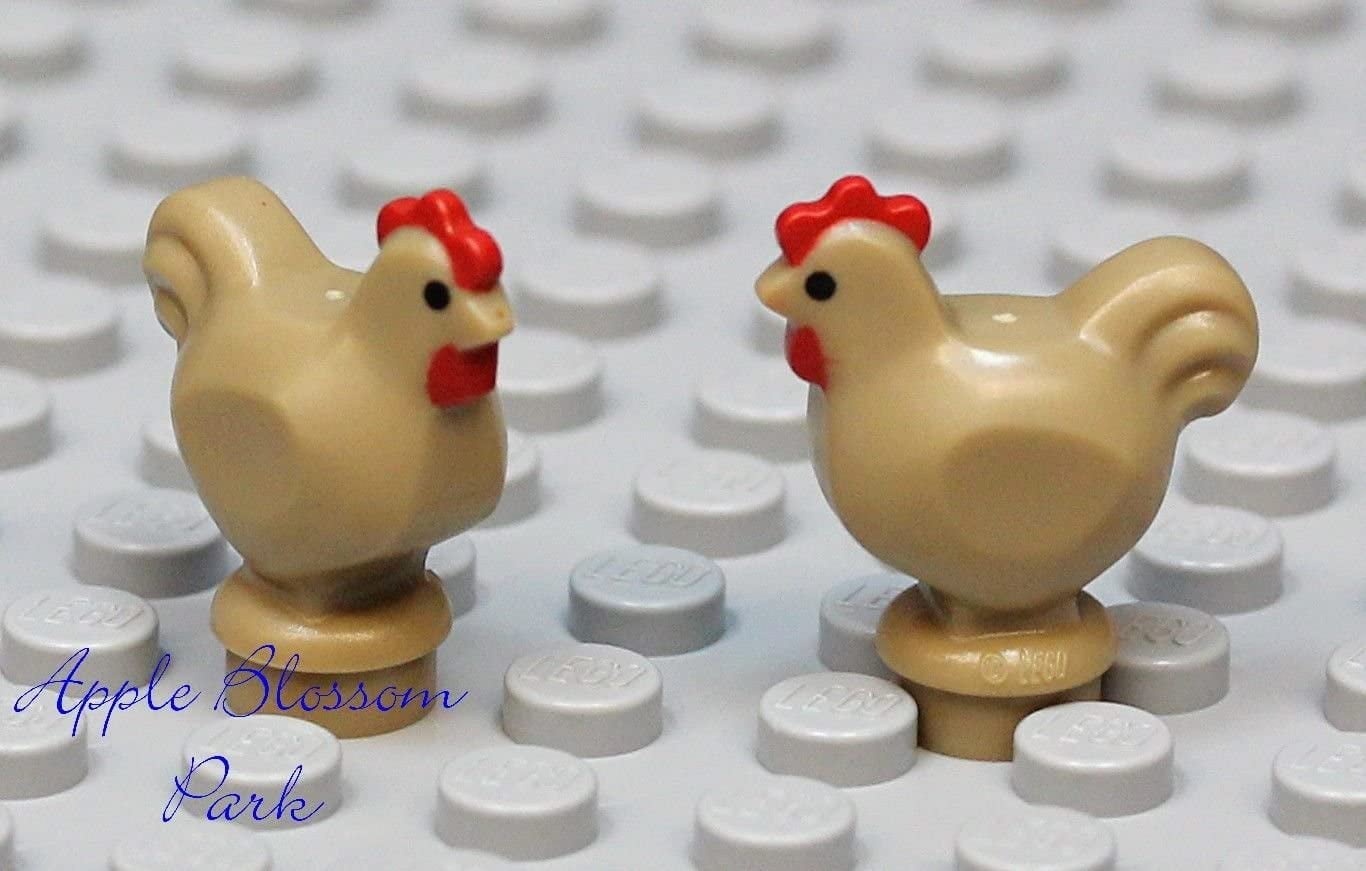 NEW Lego Minifig Lot/2 TAN CHICKEN Minifigure Brown Farm Bird Animal ...