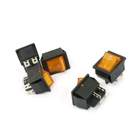 15A 250VAC 20A 125VAC 4Pin DPST Indicator Lamp I/O Rocker Switch 5 Pcs ...