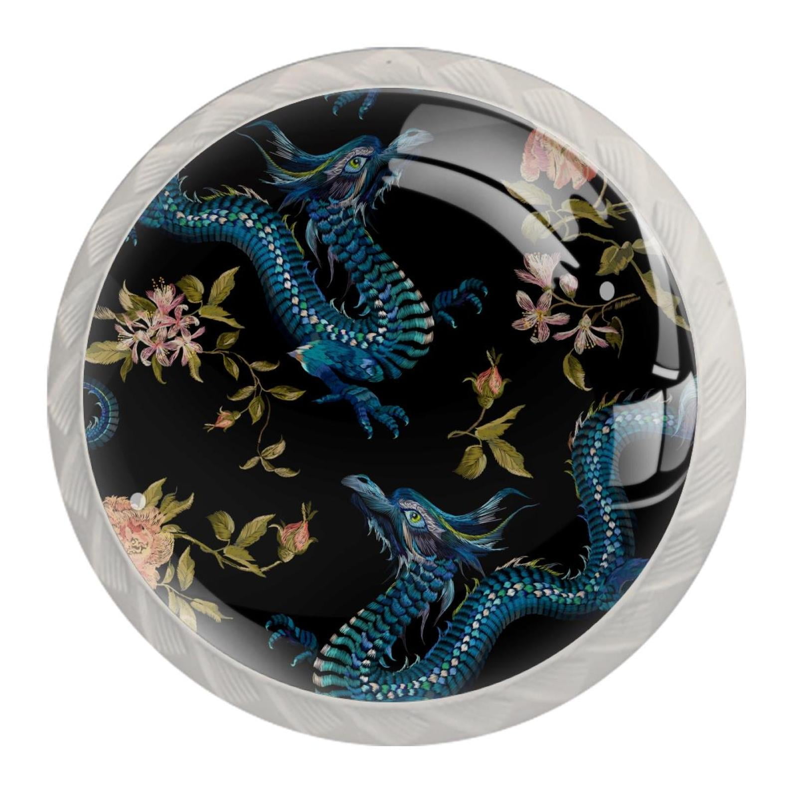 4 Pcs Dragon Pattern Knobs for Kitchen Cabinet Cupboard Dresser ...