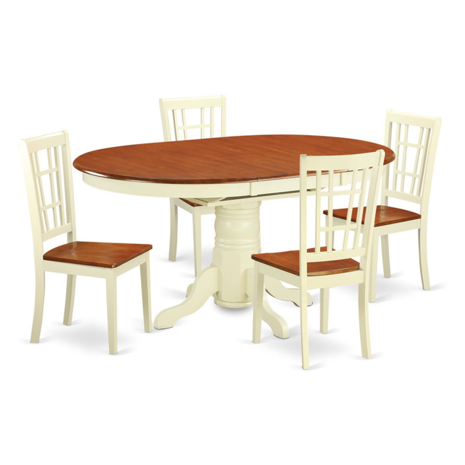 East West Furniture Avon 5 Piece Oval Pedestal Dining Table Set with ...