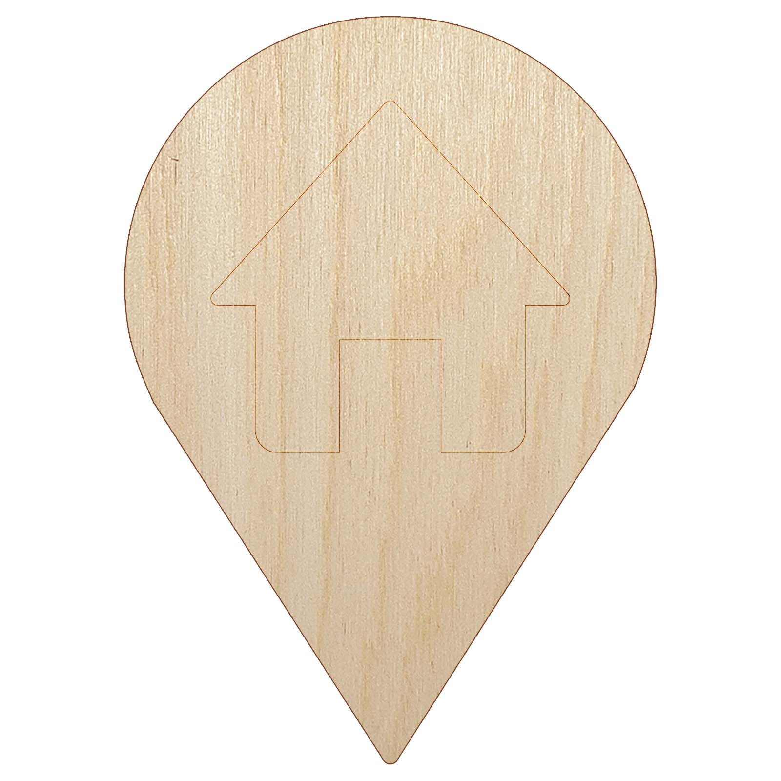 Map Home Location Marker Symbol Wood Shape Unfinished Piece Cutout ...