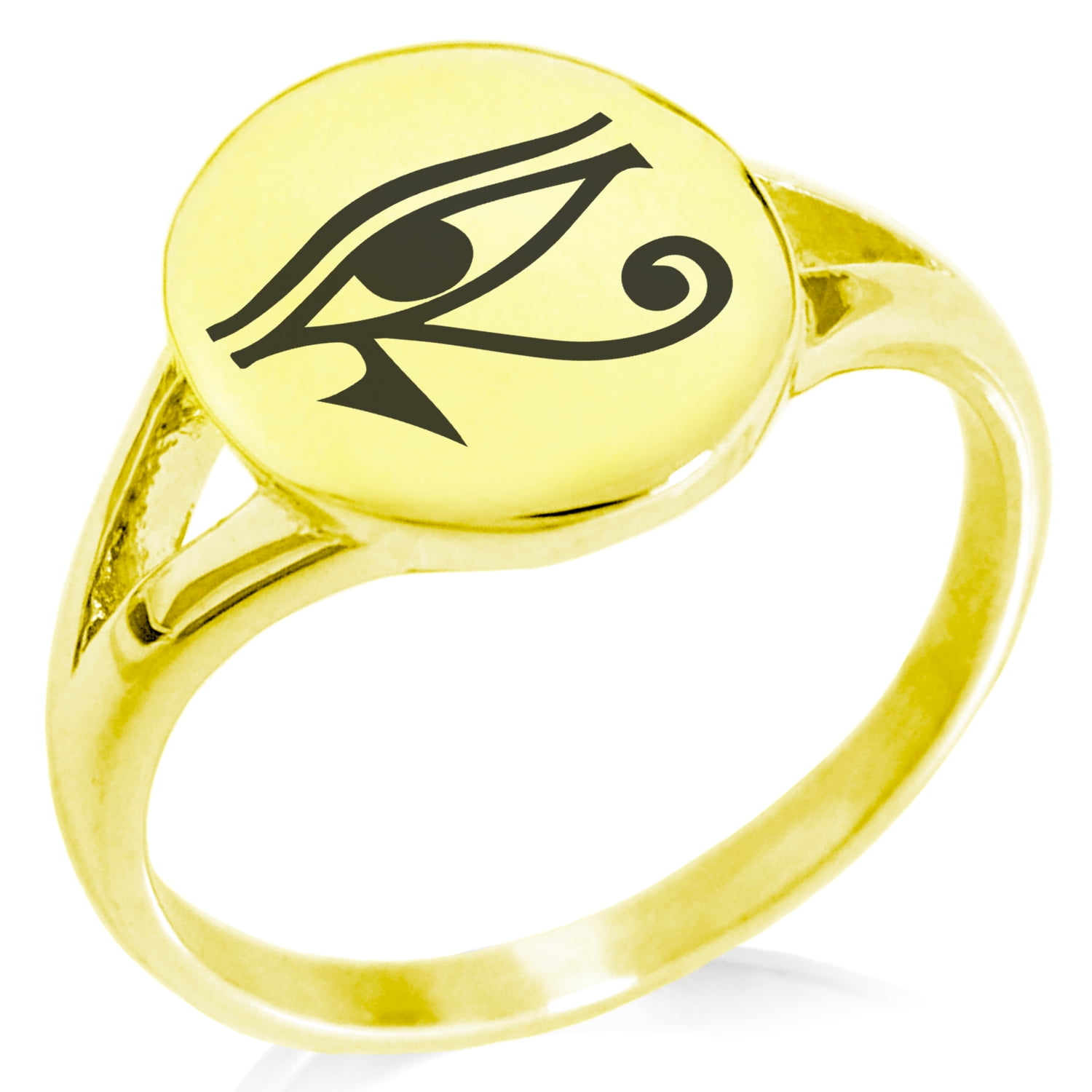 Stainless Steel Egyptian Eye of Horus Minimalist Oval Top Polished ...