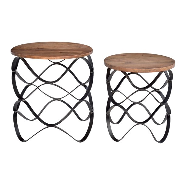 Bengal Manor Wavy Iron Set of Tables w/ Wood Top - Walmart.com
