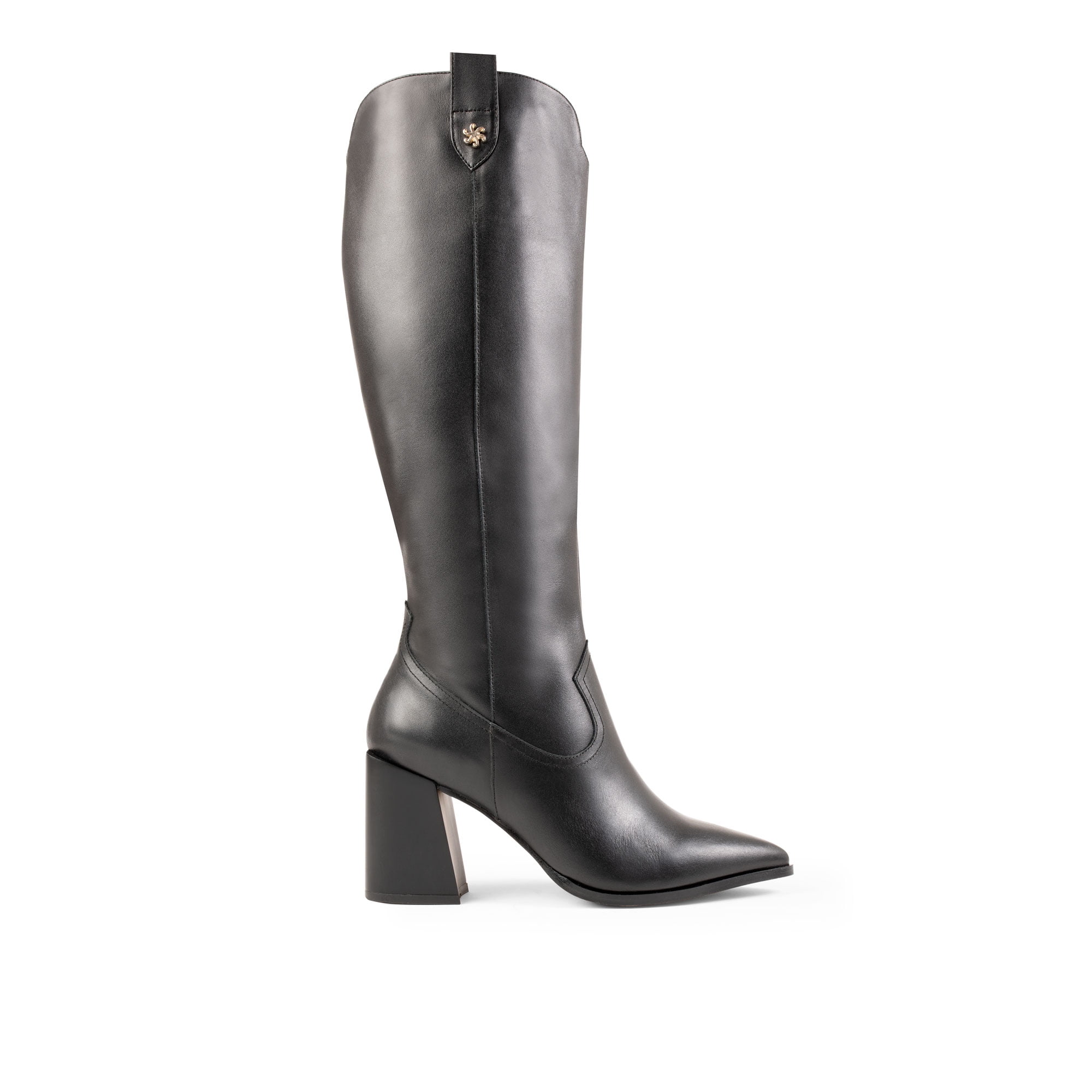 Botas Altas Negras De Tacón Grueso De Piel Para Dama Davenia | Walmart ...