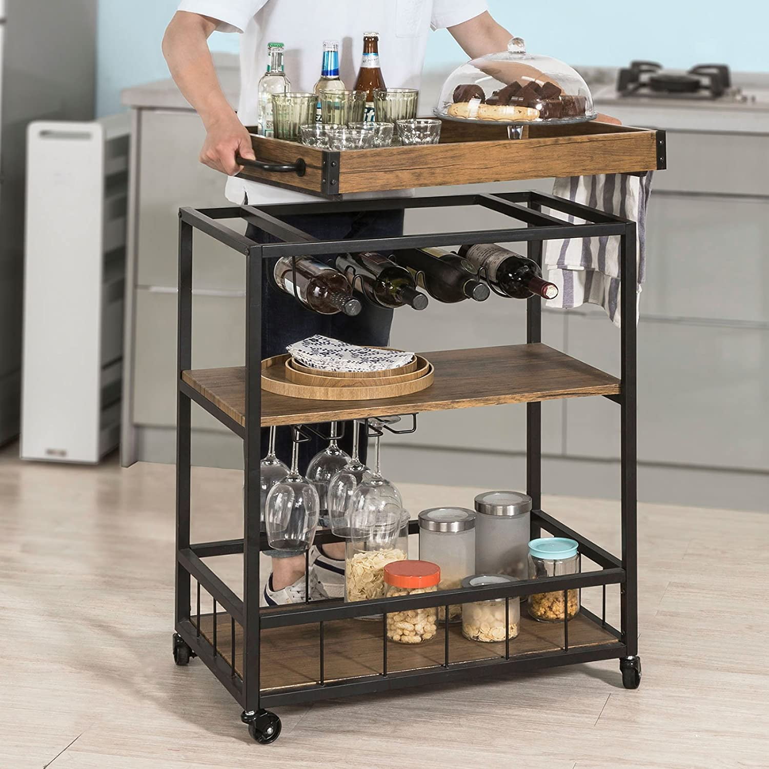 SoBuy FKW56-N,3 Tiers Kitchen Serving Trolley Industrial Vintage Style ... SoBuy FKW56-N,3 Tiers Kitchen Serving Trolley Industrial Vintage Style ...