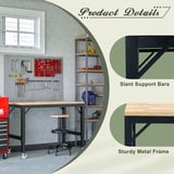 LZBEITEM 48" Adjustable Workbench, Rubber Wood Top Heavy-Duty ...
