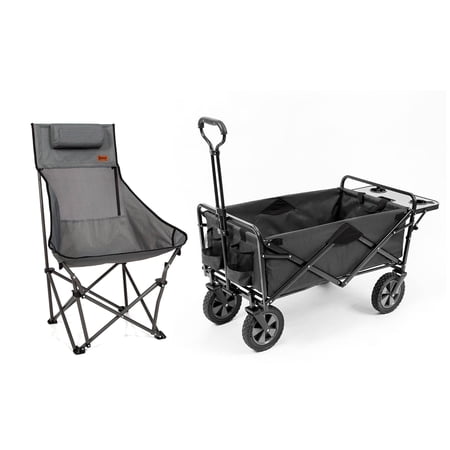 Mac Sports Folding Utility Cart w/ Table, Gray, and XP Camping Chair ...
