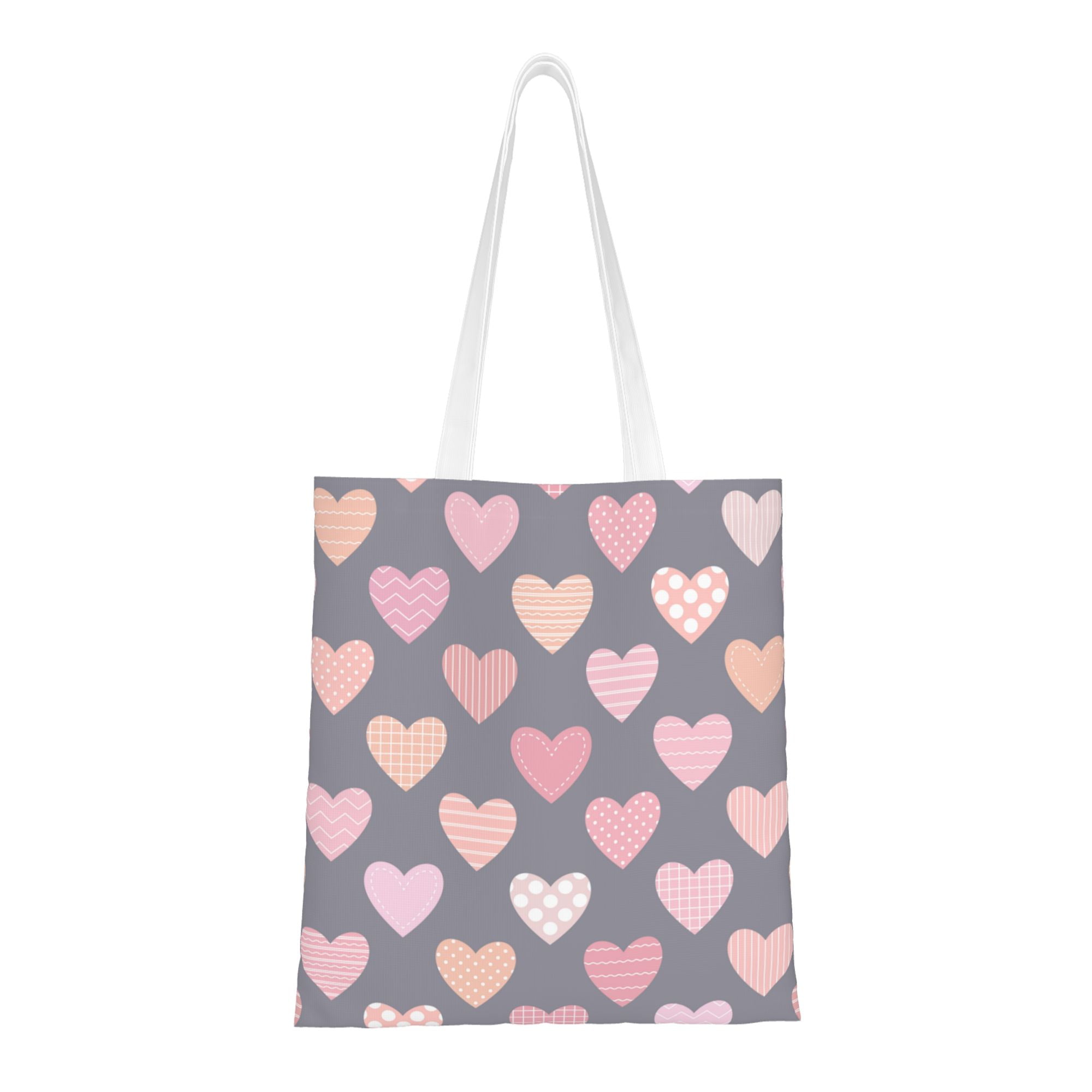 DouZhe Reusable Grocery Bags, Cute Hearts Valentine Pink Lightweight ...