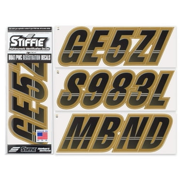 STIFFIE Whipline Solid Metallic Gold/Black 3" Alpha-Numeric ...