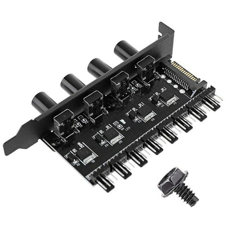 PC 8 Channels Fan Hub 4 Knob Cooling Fan Speed Controller for CPU Case HDD Vga Pwm Fan Pci ...