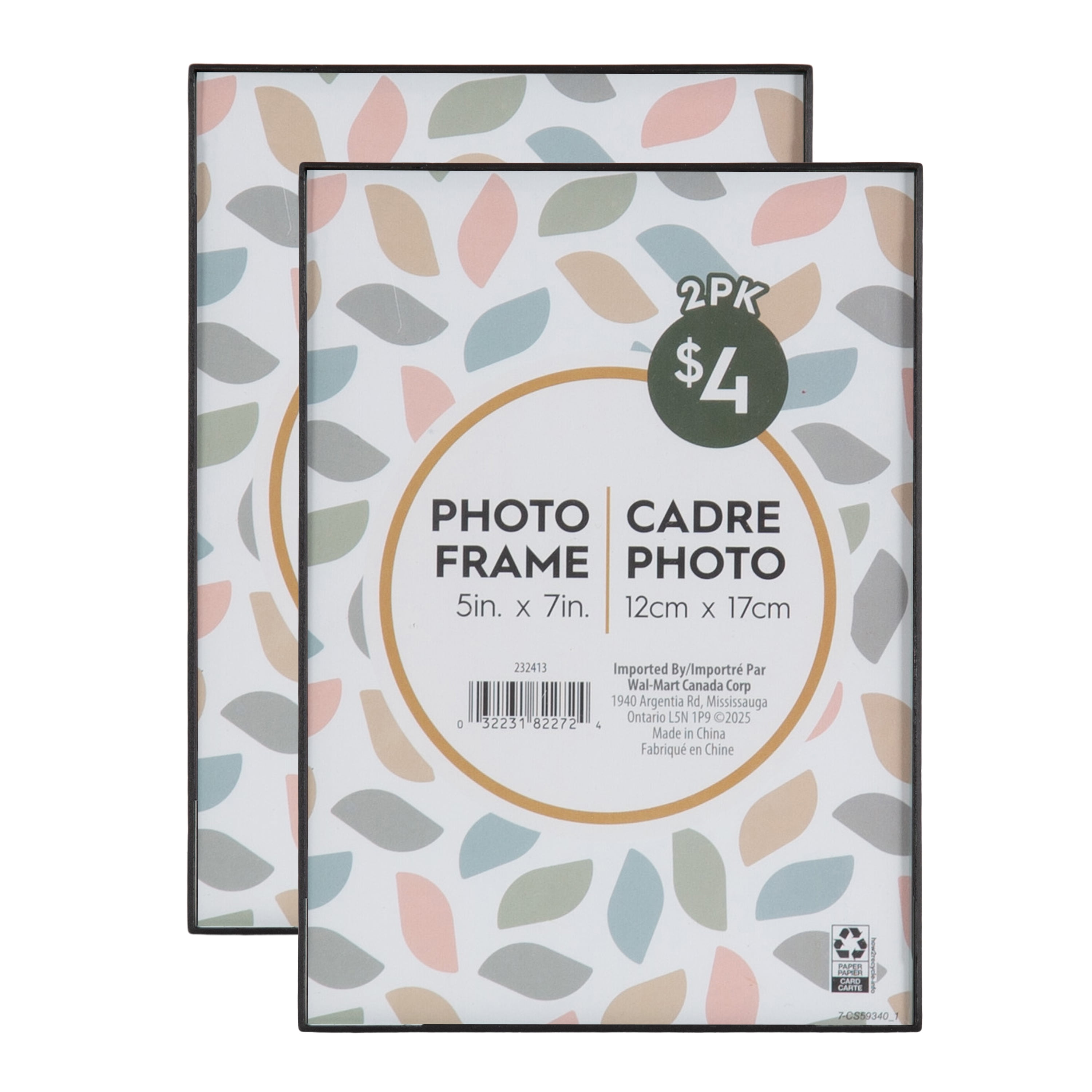 DesignOvation Slimline 5" x 7" Black Tabletop Picture Frame, Set of 2 ...