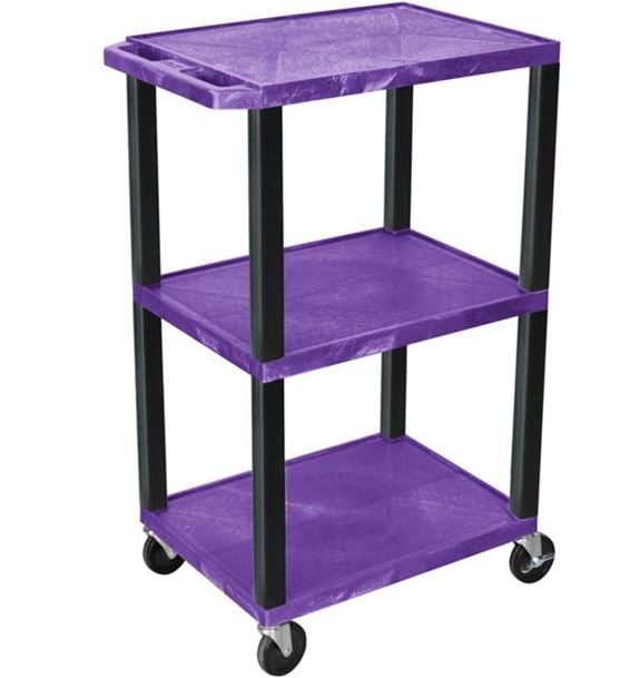H. Wilson Purple Tuffy 3 Shelf 42" AV Cart - Walmart.com