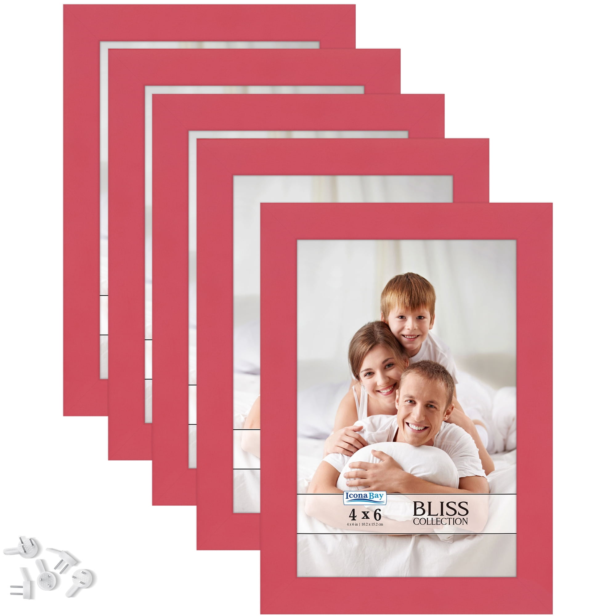 Icona Bay 4x6 Red Picture Frames, 5 Pack, Bliss Tabletop Frames ...