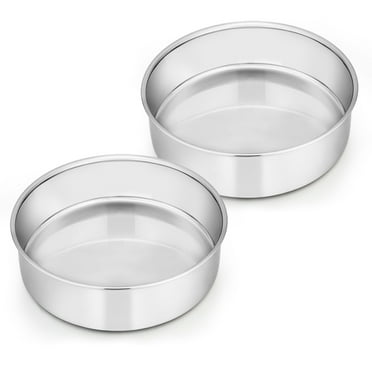 Vesteel 10 inch Cake Pan Set of 2, Stainless Steel Round Layer Cake ...