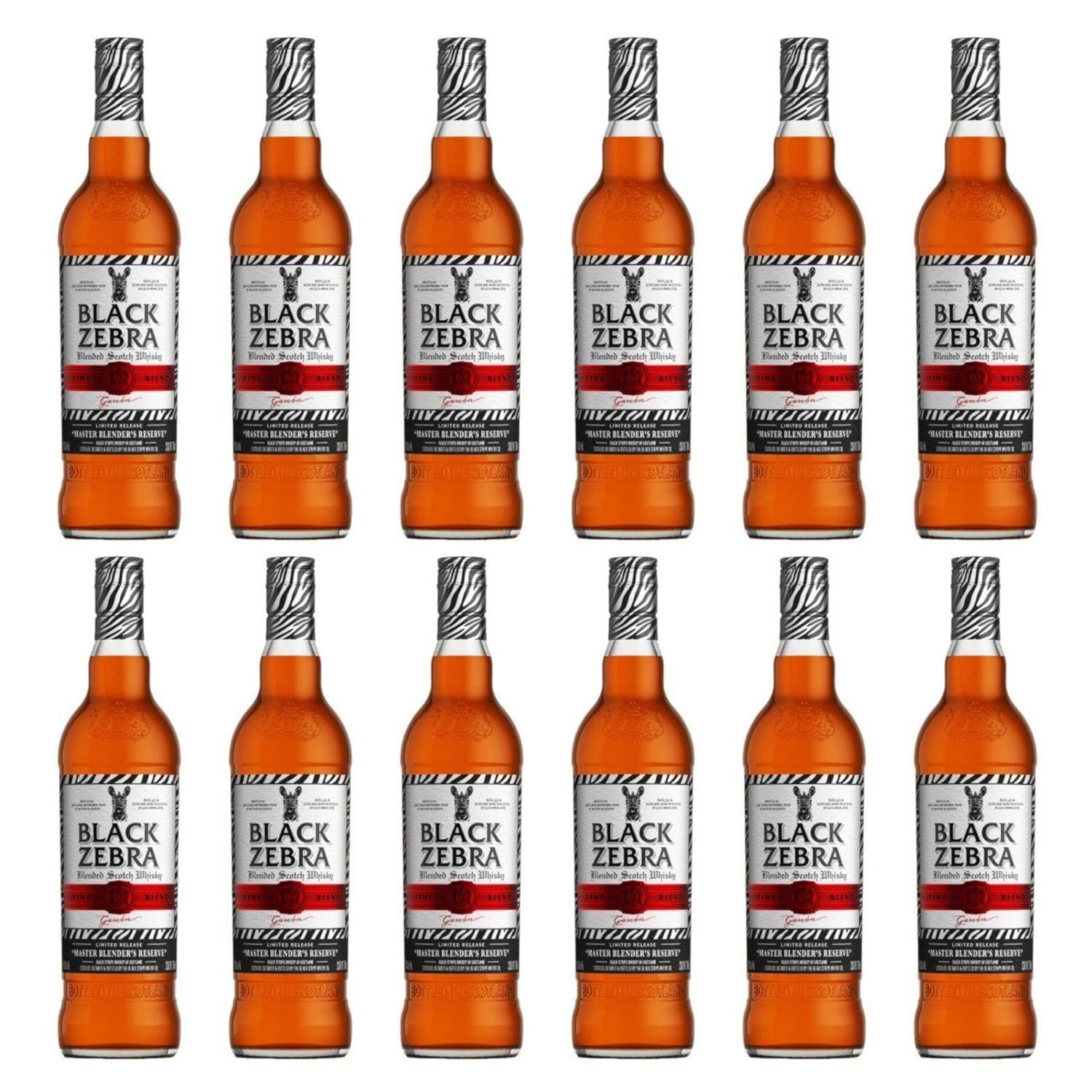 Pack de 12 Whisky Black Zebra Master 700 ml Black Zebra Zebra Master ...