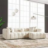 Phoenix Mid Century Living Room Puffy Sectional Fabric Sofa in Ivory ...