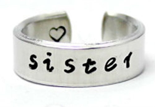 Sister Ring with Heart, Sisters Best Friends Aluminum Cuff Rings, Love ...