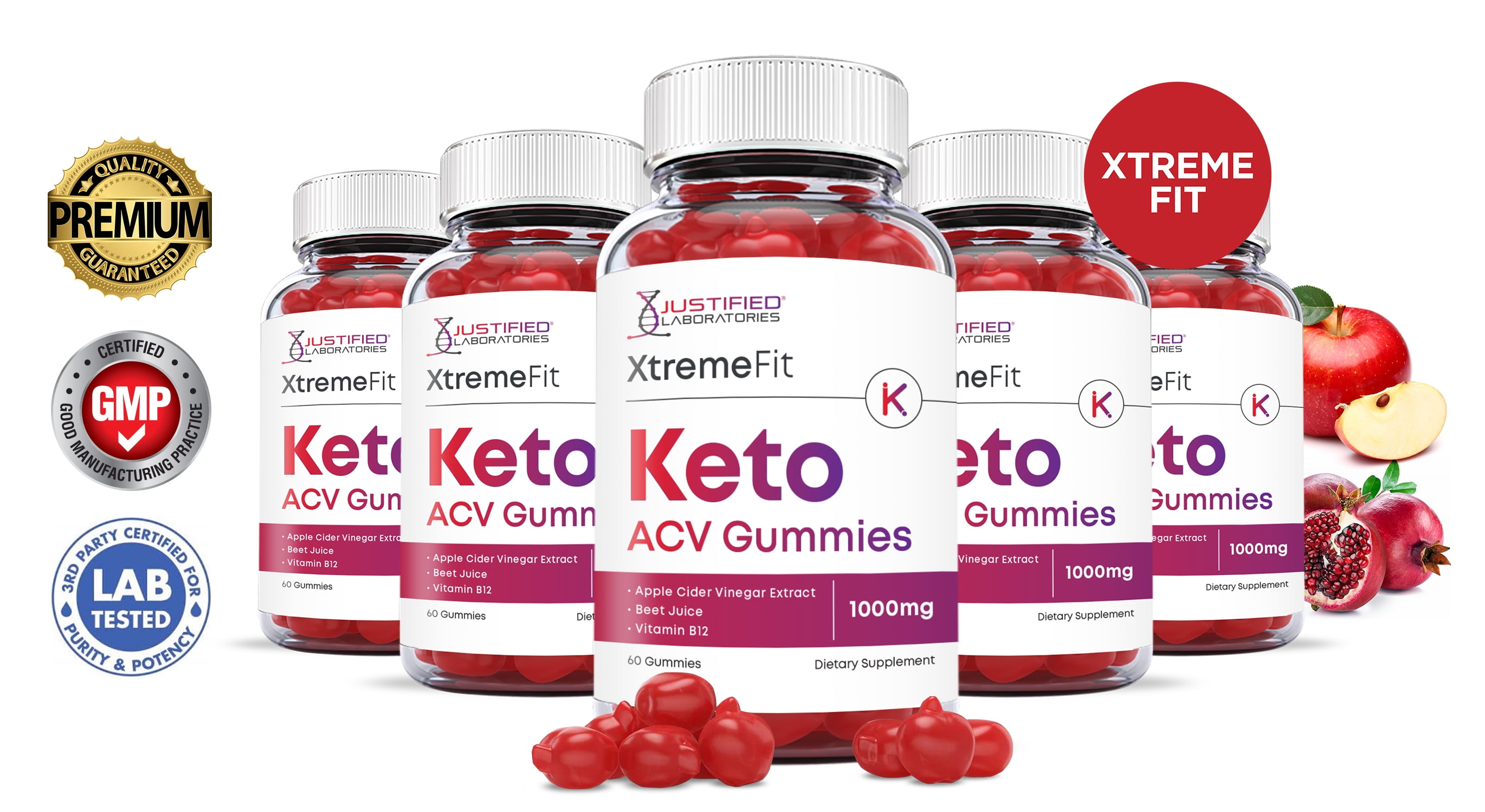(5 Pack) Xtreme Fit Keto ACV Gummies 1000MG Dietary Supplement 300 ...