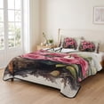 90x96in Quilt Bedding Set, Watercolor Pink Flower Wood on Linen ...