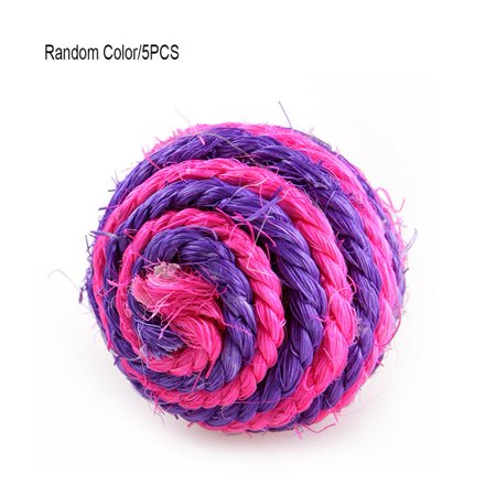 Random Color Cat Play Chew Toy Straw Cat Pet Rope Weave Ball Teaser ...