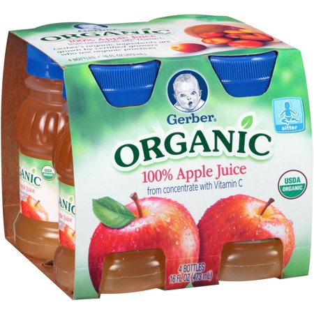 Gerber Organic 100% Apple Juice, 4 fl oz, 4 count - Walmart.com
