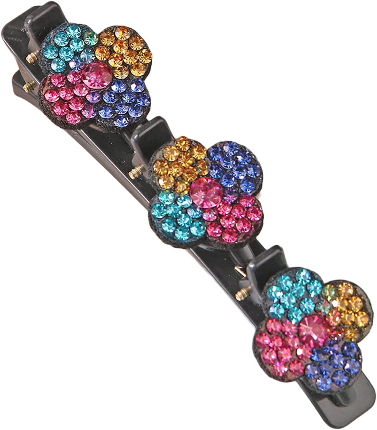 Sparkling Crystal Stone Braided Hair Clips,Lucky Crystal Stone Double ...