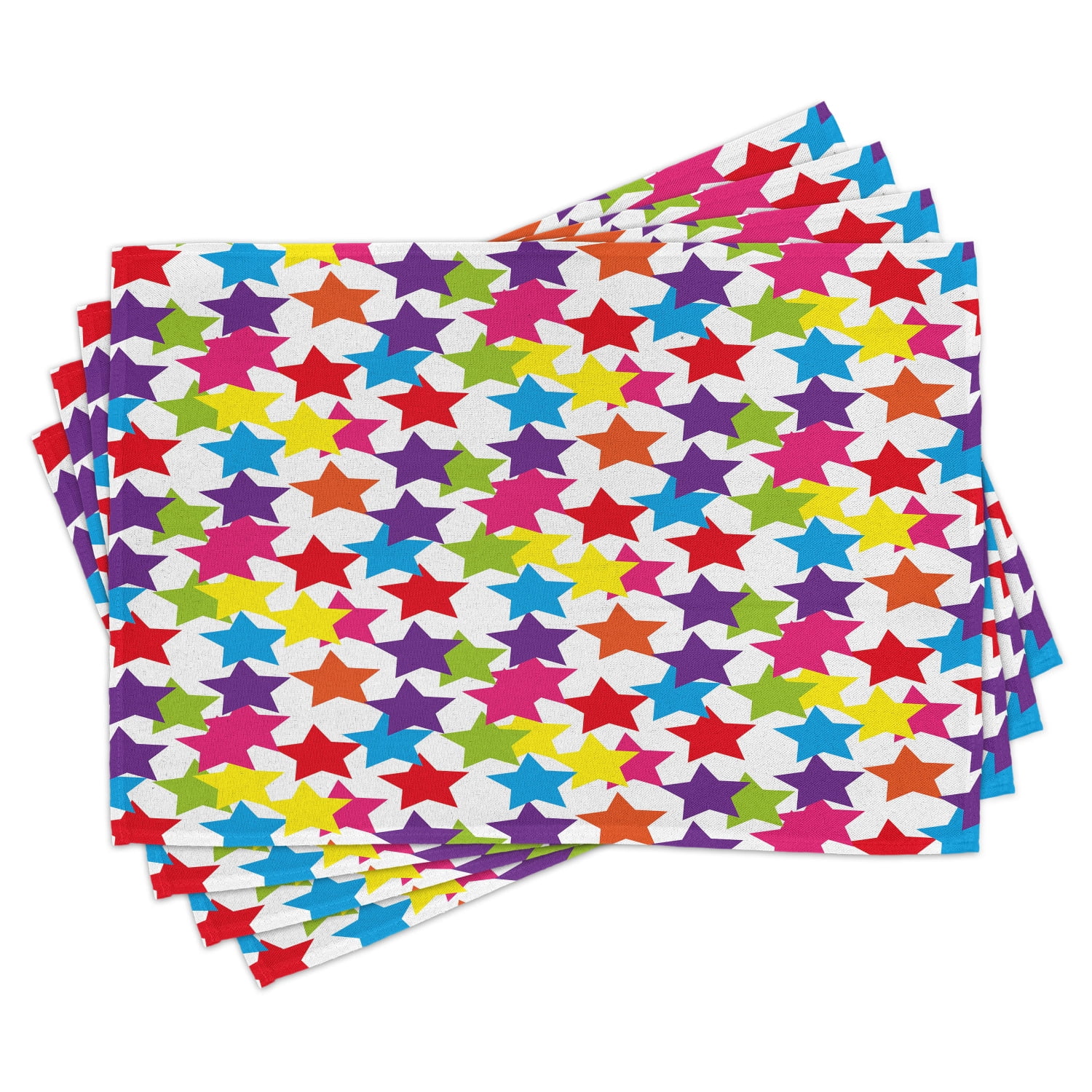 Ambesonne Rainbow Place Mats Set of 4, Funky Stars Room, Standard Size ...