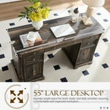 55 x 20.5 in Desk Computer Writing Desks with Charging Station ...