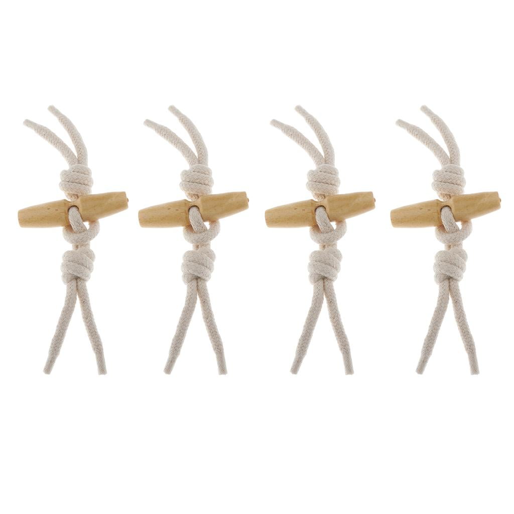 Pack of 4 Wooden Toggle Buttons Shape Two Holes with Rope for Duffel ...