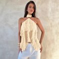 2026 Summer New Fashion High-End Women's Purple Halter Neck Ruffled Top ...