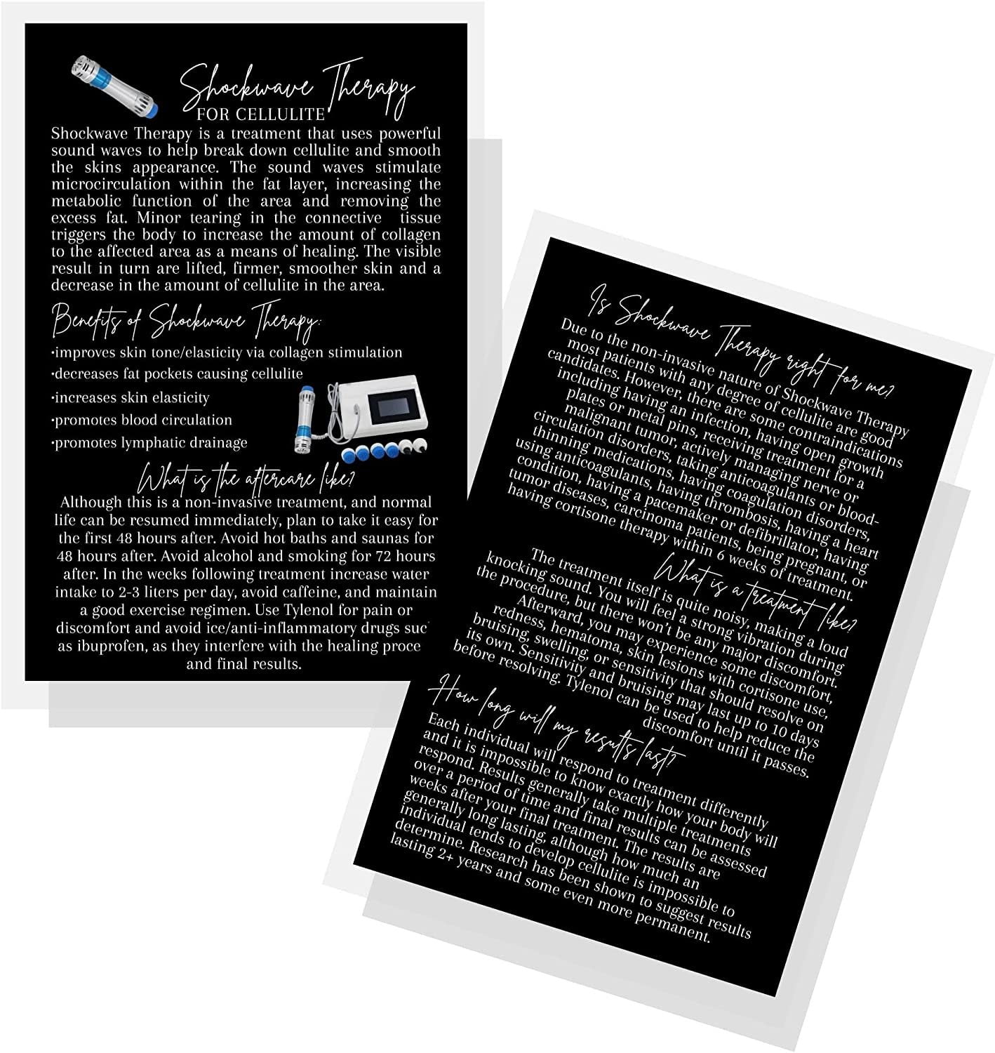 Shockwave Therapy for Cellulite Information Card 30 Pack 4x6 inch Large ...