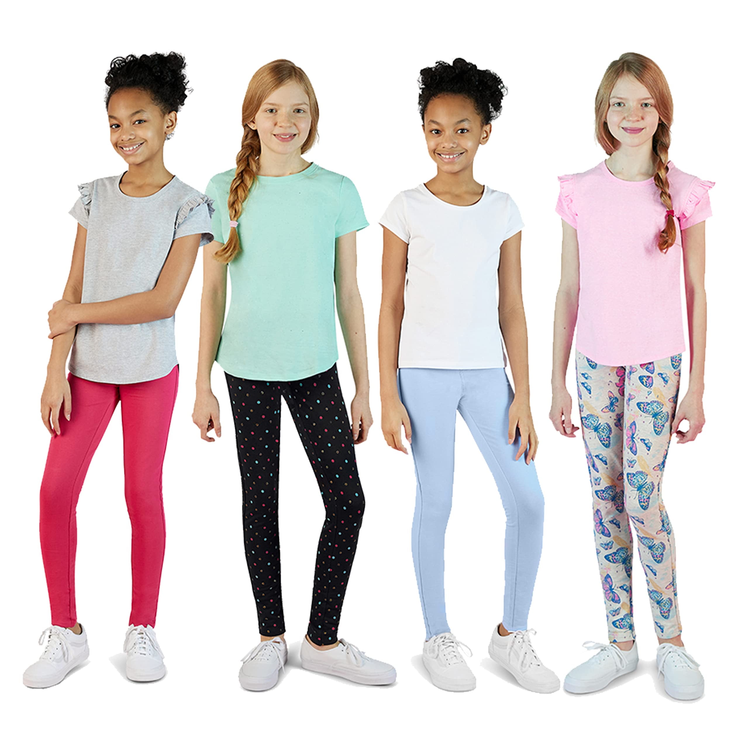VIGOSS 4 Pack Leggings for Girls | Soft Stretch Cotton and Stylish ...